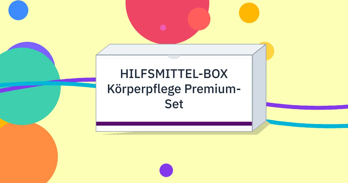 Symbolbild: Packung mit der Aufschrift HILFSMITTEL-BOX Körperpflege Premium-Set (PZN 14398791) – Verfügbarkeit und Bezug in Apotheken in Frankfurt am Main