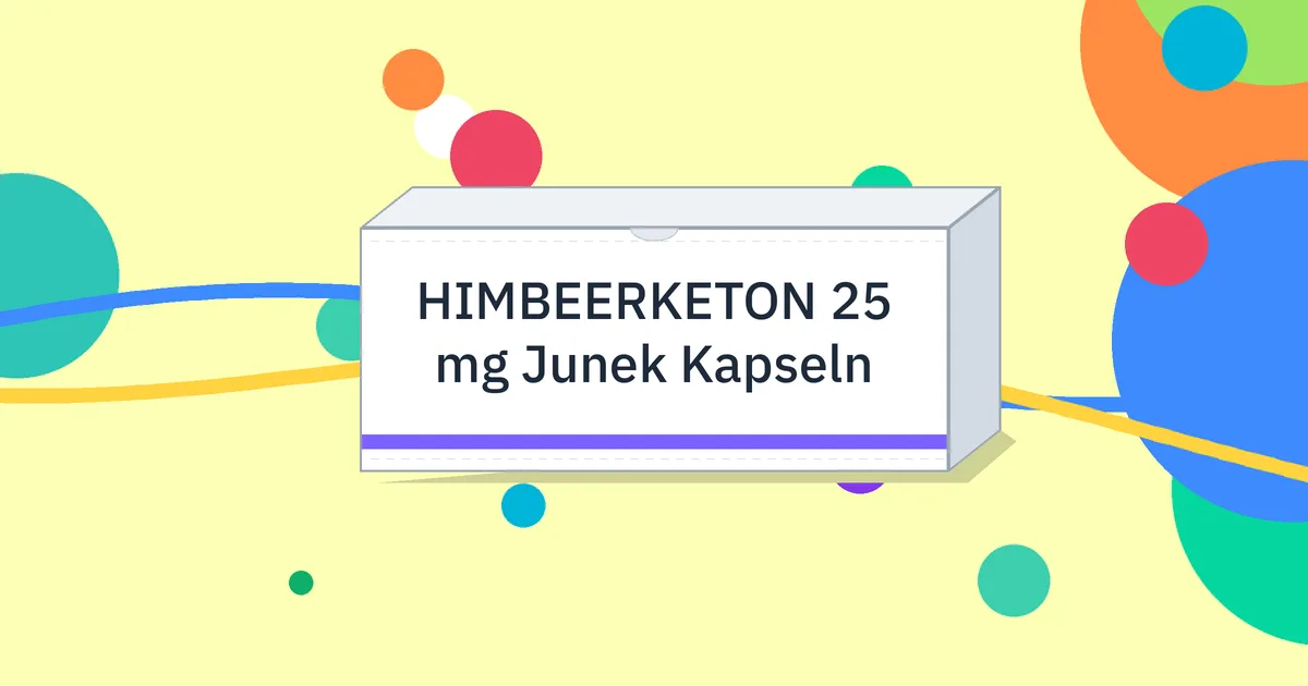 Symbolbild: Packung mit der Aufschrift HIMBEERKETON 25 mg Junek Kapseln (PZN 10977167) – Verfügbarkeit und Bezug in Apotheken in Frankfurt am Main