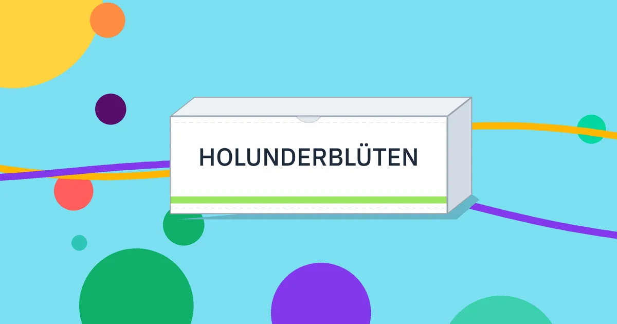 Symbolbild: Packung mit der Aufschrift HOLUNDERBLÜTEN (PZN 08465684) – Verfügbarkeit und Bezug in Apotheken in Frankfurt am Main