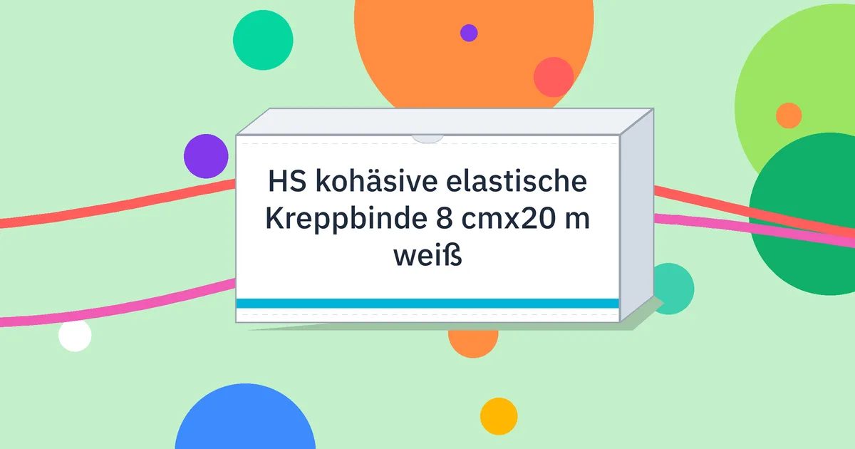 Symbolbild: Packung mit der Aufschrift HS kohäsive elastische Kreppbinde 8 cmx20 m weiß (PZN 09741778) – Verfügbarkeit und Bezug in Apotheken in Frankfurt am Main