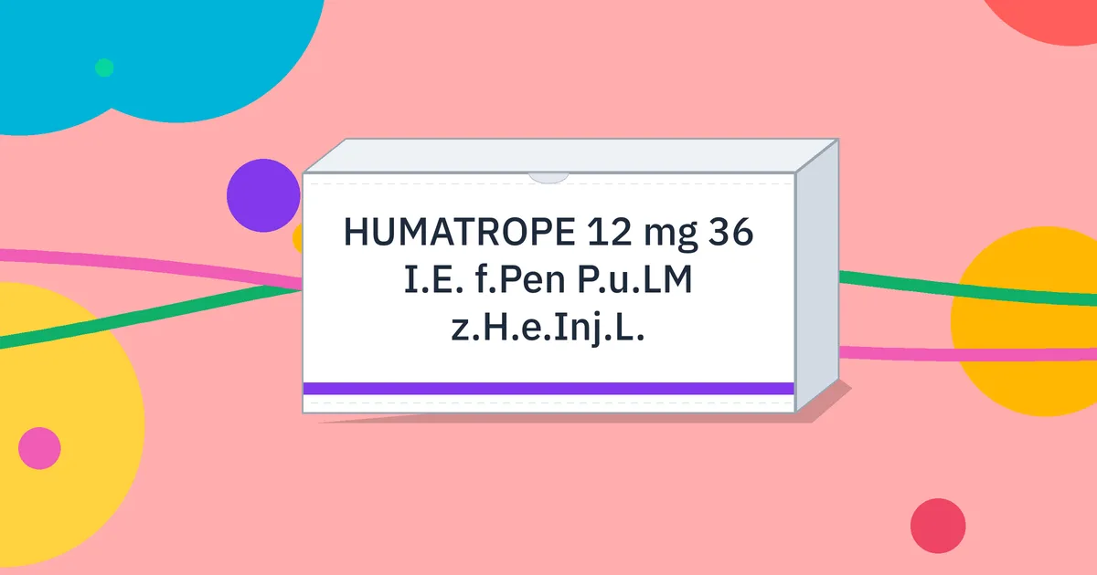 Symbolbild: Packung mit der Aufschrift HUMATROPE 12 mg 36 I.E. f.Pen P.u.LM z.H.e.Inj.L. (PZN 17308357) – Verfügbarkeit und Bezug in Apotheken in Frankfurt am Main