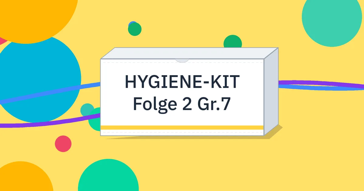 Symbolbild: Packung mit der Aufschrift HYGIENE-KIT Folge 2 Gr.7 (PZN 17443635) – Verfügbarkeit und Bezug in Apotheken in Frankfurt am Main
