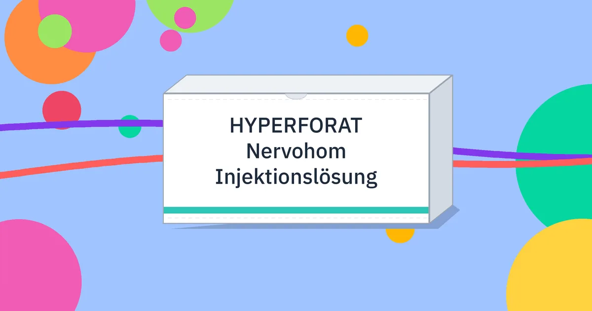 Symbolbild: Packung mit der Aufschrift HYPERFORAT Nervohom Injektionslösung (PZN 02291935) – Verfügbarkeit und Bezug in Apotheken in Frankfurt am Main
