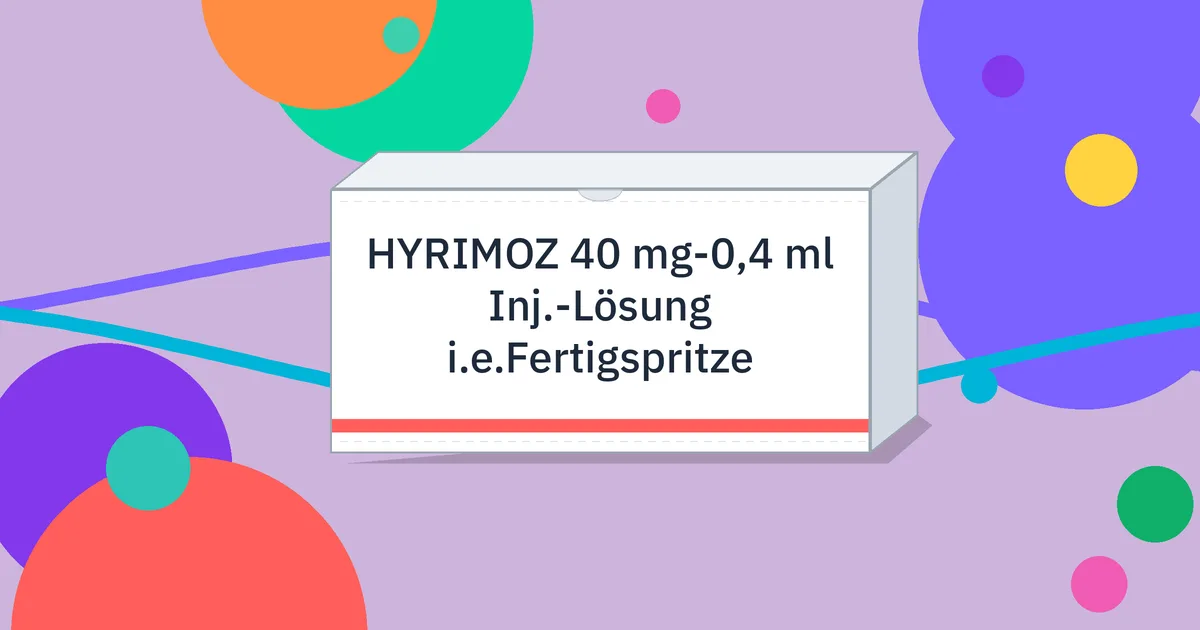 Symbolbild: Packung mit der Aufschrift HYRIMOZ 40 mg-0,4 ml Inj.-Lösung i.e.Fertigspritze (PZN 19389058) – Verfügbarkeit und Bezug in Apotheken in Frankfurt am Main