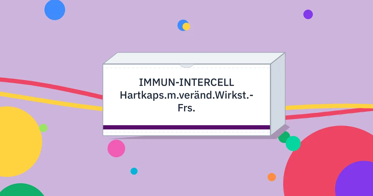 Symbolbild: Packung mit der Aufschrift IMMUN-INTERCELL Hartkaps.m.veränd.Wirkst.-Frs. (PZN 16396299) – Verfügbarkeit und Bezug in Apotheken in Frankfurt am Main