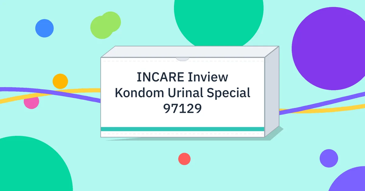Symbolbild: Packung mit der Aufschrift INCARE Inview Kondom Urinal Special 97129 (PZN 02185127) – Verfügbarkeit und Bezug in Apotheken in Frankfurt am Main
