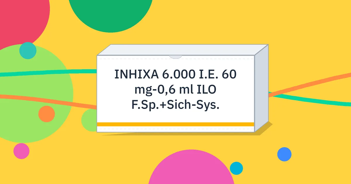 Symbolbild: Packung mit der Aufschrift INHIXA 6.000 I.E. 60 mg-0,6 ml ILO F.Sp.+Sich-Sys. (PZN 13415487) – Verfügbarkeit und Bezug in Apotheken in Frankfurt am Main