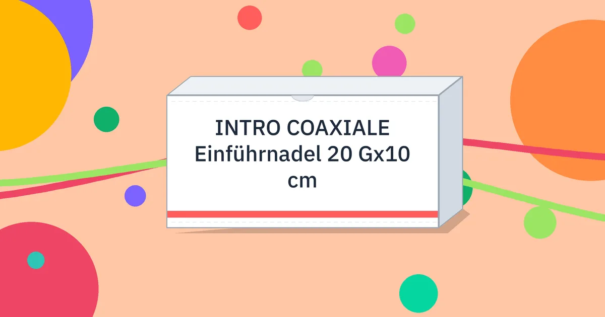 Symbolbild: Packung mit der Aufschrift INTRO COAXIALE Einführnadel 20 Gx10 cm (PZN 16918958) – Verfügbarkeit und Bezug in Apotheken in Frankfurt am Main
