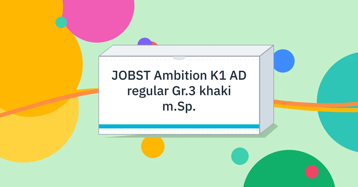 Symbolbild: Packung mit der Aufschrift JOBST Ambition K1 AD regular Gr.3 khaki m.Sp. (PZN 11020247) – Verfügbarkeit und Bezug in Apotheken in Frankfurt am Main