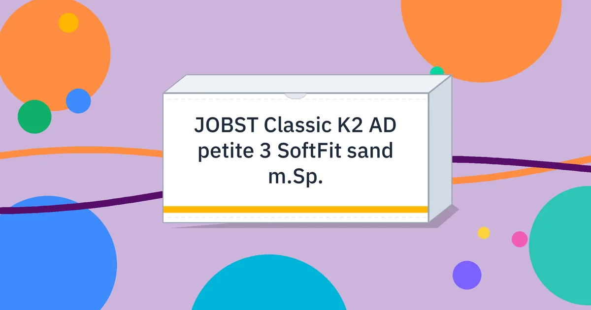 Symbolbild: Packung mit der Aufschrift JOBST Classic K2 AD petite 3 SoftFit sand m.Sp. (PZN 14222796) – Verfügbarkeit und Bezug in Apotheken in Frankfurt am Main