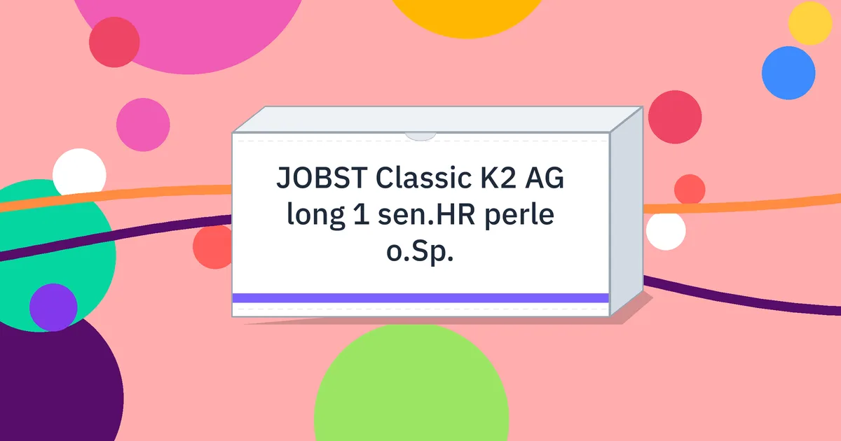 Symbolbild: Packung mit der Aufschrift JOBST Classic K2 AG long 1 sen.HR perle o.Sp. (PZN 17958718) – Verfügbarkeit und Bezug in Apotheken in Frankfurt am Main