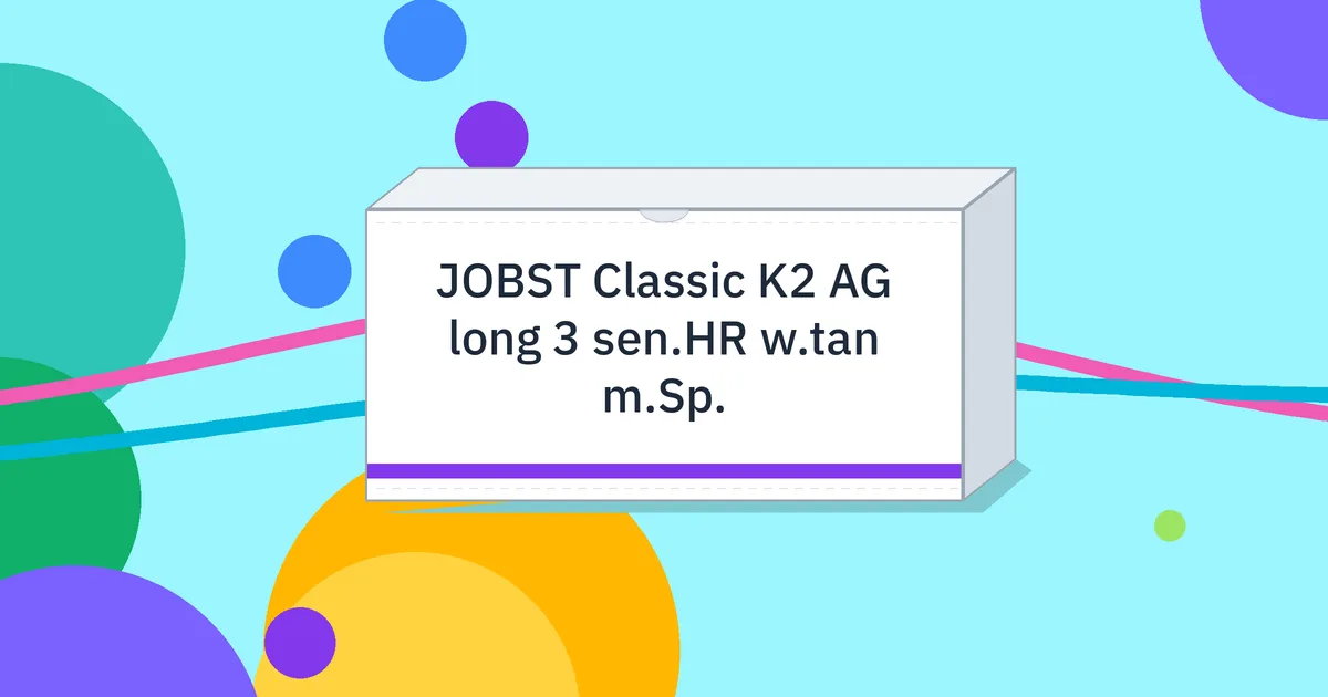 Symbolbild: Packung mit der Aufschrift JOBST Classic K2 AG long 3 sen.HR w.tan m.Sp. (PZN 17959675) – Verfügbarkeit und Bezug in Apotheken in Frankfurt am Main