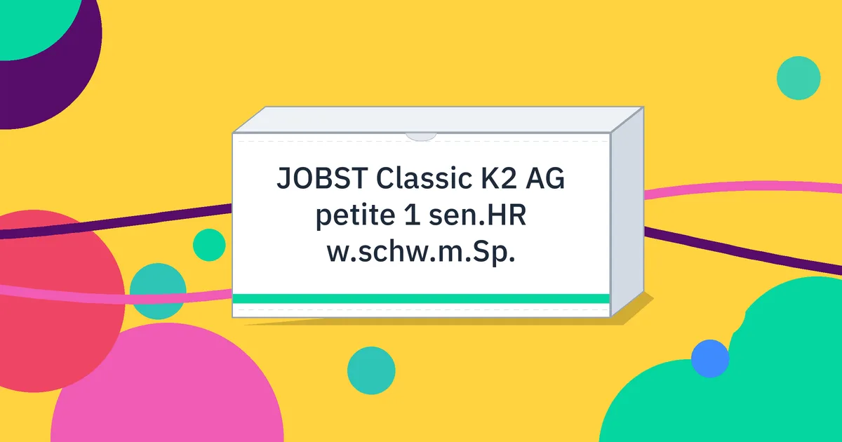Symbolbild: Packung mit der Aufschrift JOBST Classic K2 AG petite 1 sen.HR w.schw.m.Sp. (PZN 17962157) – Verfügbarkeit und Bezug in Apotheken in Frankfurt am Main