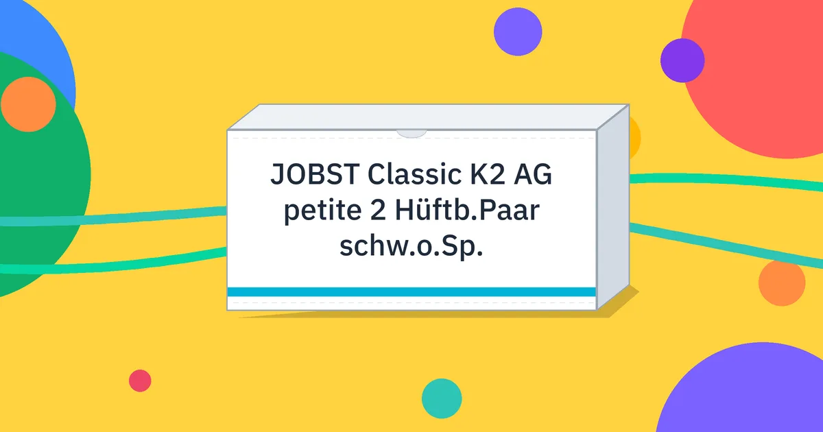 Symbolbild: Packung mit der Aufschrift JOBST Classic K2 AG petite 2 Hüftb.Paar schw.o.Sp. (PZN 13065202) – Verfügbarkeit und Bezug in Apotheken in Frankfurt am Main