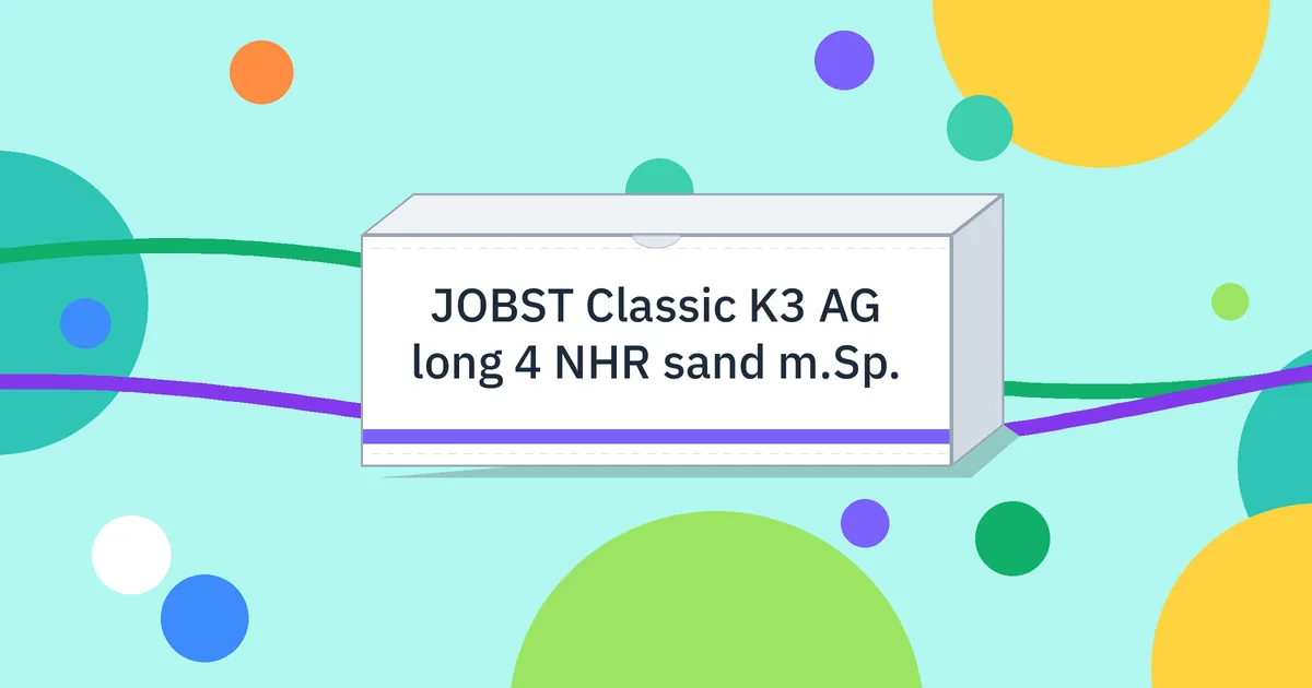 Symbolbild: Packung mit der Aufschrift JOBST Classic K3 AG long 4 NHR sand m.Sp. (PZN 13071680) – Verfügbarkeit und Bezug in Apotheken in Frankfurt am Main