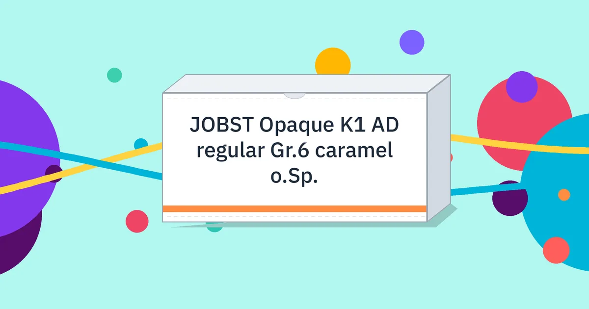 Symbolbild: Packung mit der Aufschrift JOBST Opaque K1 AD regular Gr.6 caramel o.Sp. (PZN 13082301) – Verfügbarkeit und Bezug in Apotheken in Frankfurt am Main