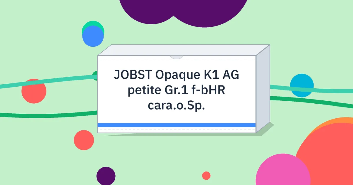 Symbolbild: Packung mit der Aufschrift JOBST Opaque K1 AG petite Gr.1 f-bHR cara.o.Sp. (PZN 13160260) – Verfügbarkeit und Bezug in Apotheken in Frankfurt am Main