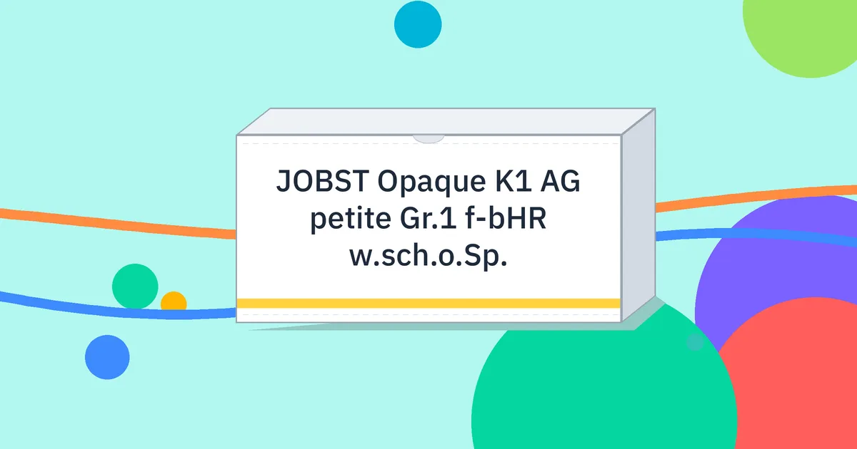 Symbolbild: Packung mit der Aufschrift JOBST Opaque K1 AG petite Gr.1 f-bHR w.sch.o.Sp. (PZN 13087801) – Verfügbarkeit und Bezug in Apotheken in Frankfurt am Main