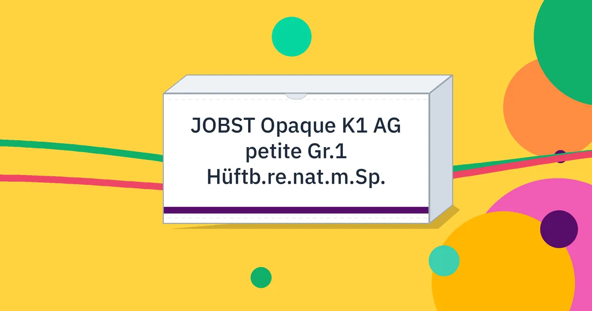 Symbolbild: Packung mit der Aufschrift JOBST Opaque K1 AG petite Gr.1 Hüftb.re.nat.m.Sp. (PZN 13099135) – Verfügbarkeit und Bezug in Apotheken in Frankfurt am Main