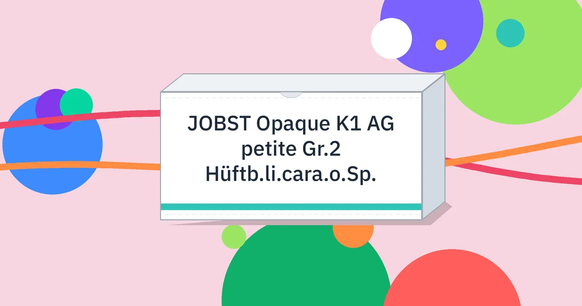 Symbolbild: Packung mit der Aufschrift JOBST Opaque K1 AG petite Gr.2 Hüftb.li.cara.o.Sp. (PZN 13097863) – Verfügbarkeit und Bezug in Apotheken in Frankfurt am Main