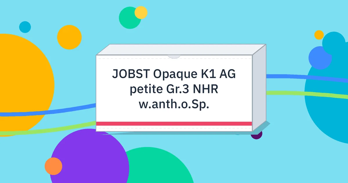 Symbolbild: Packung mit der Aufschrift JOBST Opaque K1 AG petite Gr.3 NHR w.anth.o.Sp. (PZN 16271741) – Verfügbarkeit und Bezug in Apotheken in Frankfurt am Main