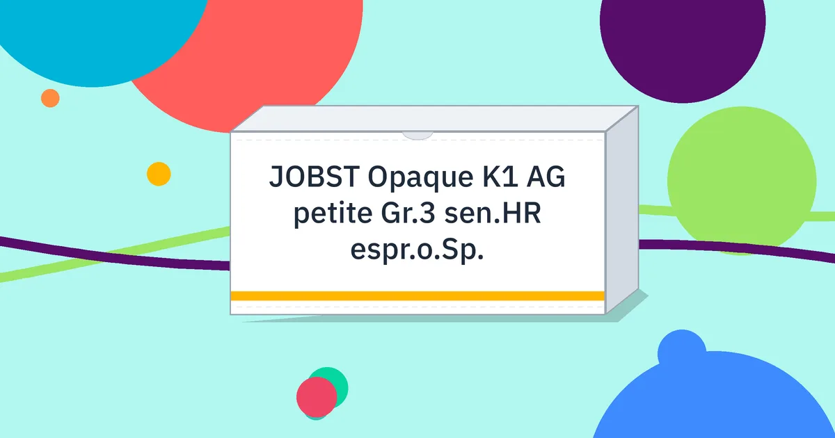 Symbolbild: Packung mit der Aufschrift JOBST Opaque K1 AG petite Gr.3 sen.HR espr.o.Sp. (PZN 16271020) – Verfügbarkeit und Bezug in Apotheken in Frankfurt am Main