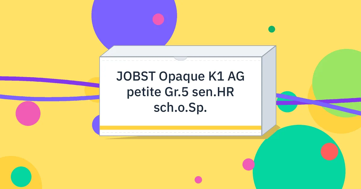 Symbolbild: Packung mit der Aufschrift JOBST Opaque K1 AG petite Gr.5 sen.HR sch.o.Sp. (PZN 13089094) – Verfügbarkeit und Bezug in Apotheken in Frankfurt am Main