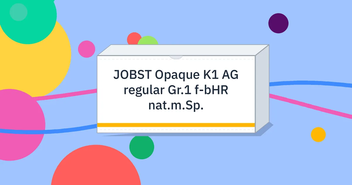 Symbolbild: Packung mit der Aufschrift JOBST Opaque K1 AG regular Gr.1 f-bHR nat.m.Sp. (PZN 13090660) – Verfügbarkeit und Bezug in Apotheken in Frankfurt am Main