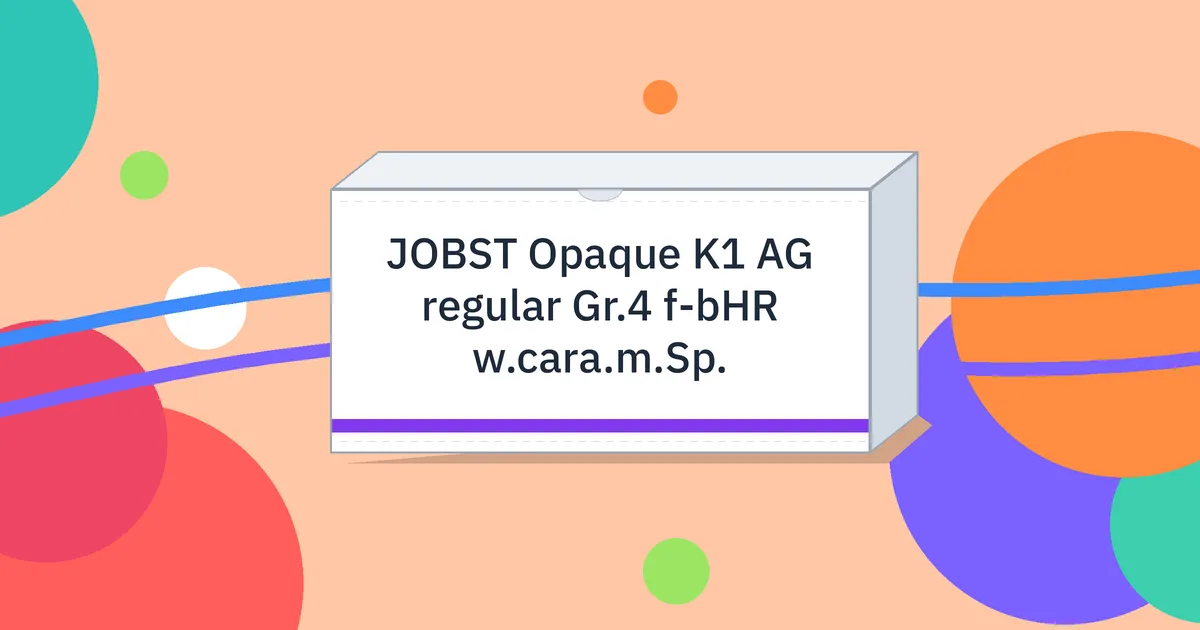 Symbolbild: Packung mit der Aufschrift JOBST Opaque K1 AG regular Gr.4 f-bHR w.cara.m.Sp. (PZN 13090921) – Verfügbarkeit und Bezug in Apotheken in Frankfurt am Main