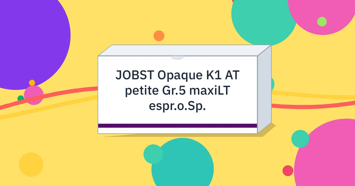 Symbolbild: Packung mit der Aufschrift JOBST Opaque K1 AT petite Gr.5 maxiLT espr.o.Sp. (PZN 16277011) – Verfügbarkeit und Bezug in Apotheken in Frankfurt am Main