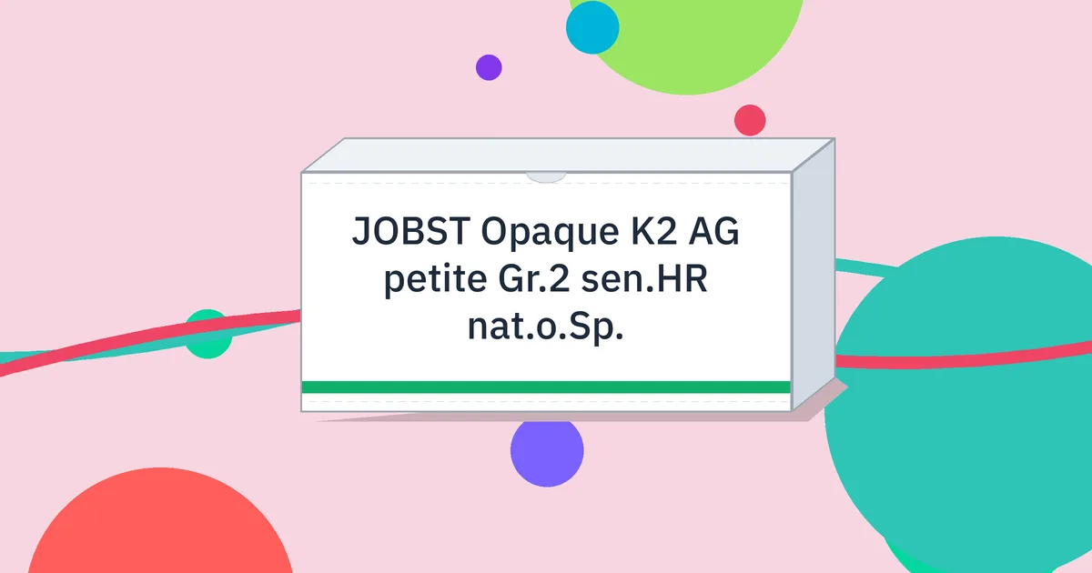 Symbolbild: Packung mit der Aufschrift JOBST Opaque K2 AG petite Gr.2 sen.HR nat.o.Sp. (PZN 12142596) – Verfügbarkeit und Bezug in Apotheken in Frankfurt am Main