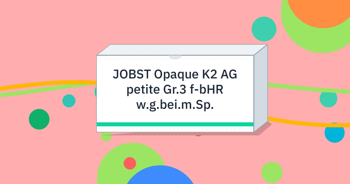 Symbolbild: Packung mit der Aufschrift JOBST Opaque K2 AG petite Gr.3 f-bHR w.g.bei.m.Sp. (PZN 16284011) – Verfügbarkeit und Bezug in Apotheken in Frankfurt am Main