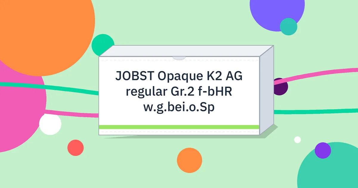 Symbolbild: Packung mit der Aufschrift JOBST Opaque K2 AG regular Gr.2 f-bHR w.g.bei.o.Sp (PZN 16280409) – Verfügbarkeit und Bezug in Apotheken in Frankfurt am Main