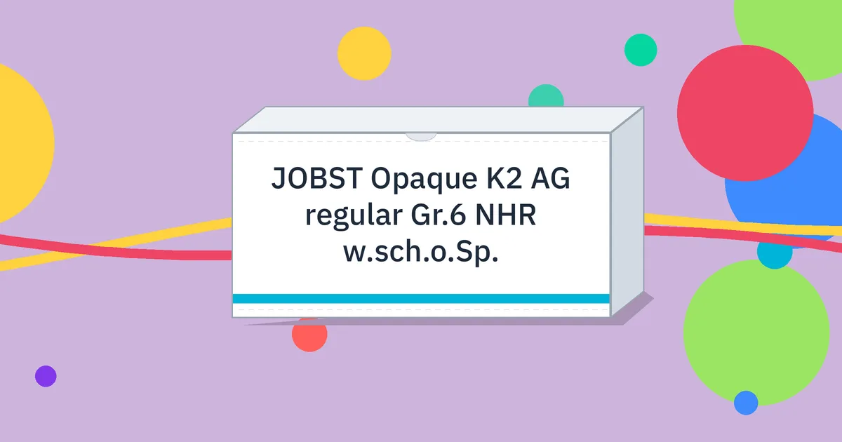 Symbolbild: Packung mit der Aufschrift JOBST Opaque K2 AG regular Gr.6 NHR w.sch.o.Sp. (PZN 11254212) – Verfügbarkeit und Bezug in Apotheken in Frankfurt am Main