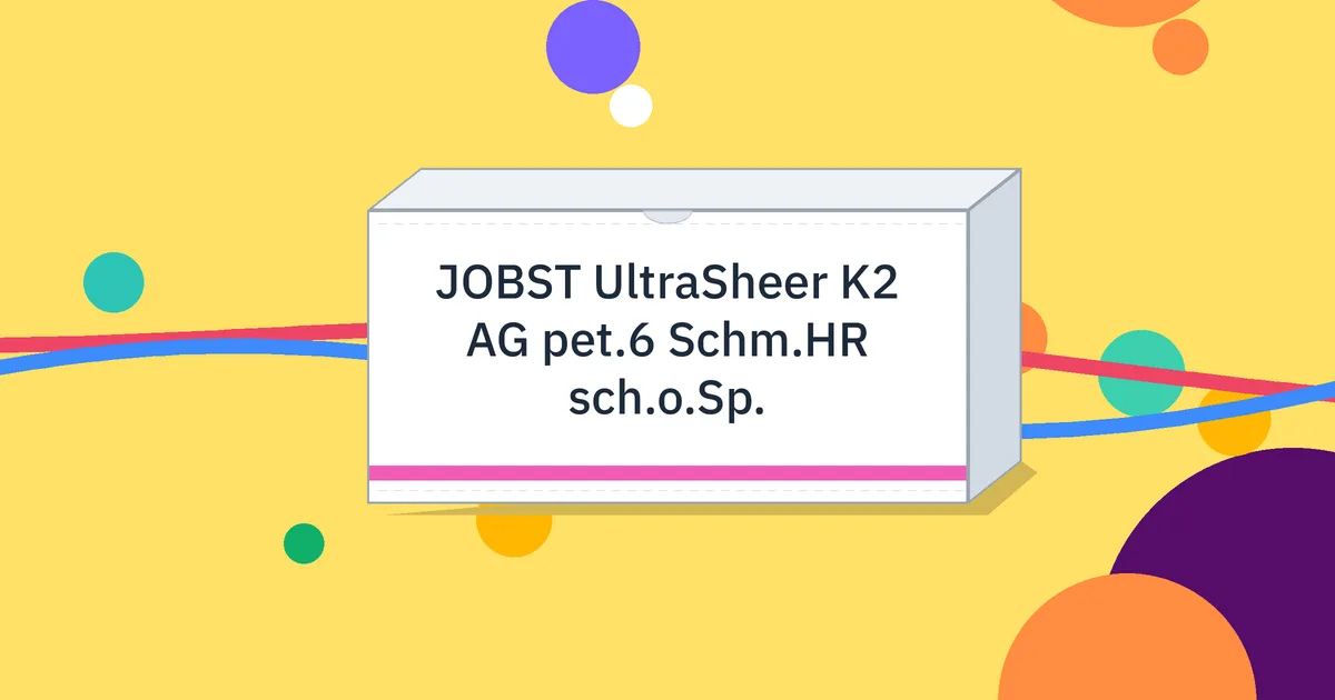 Symbolbild: Packung mit der Aufschrift JOBST UltraSheer K2 AG pet.6 Schm.HR sch.o.Sp. (PZN 11265055) – Verfügbarkeit und Bezug in Apotheken in Frankfurt am Main