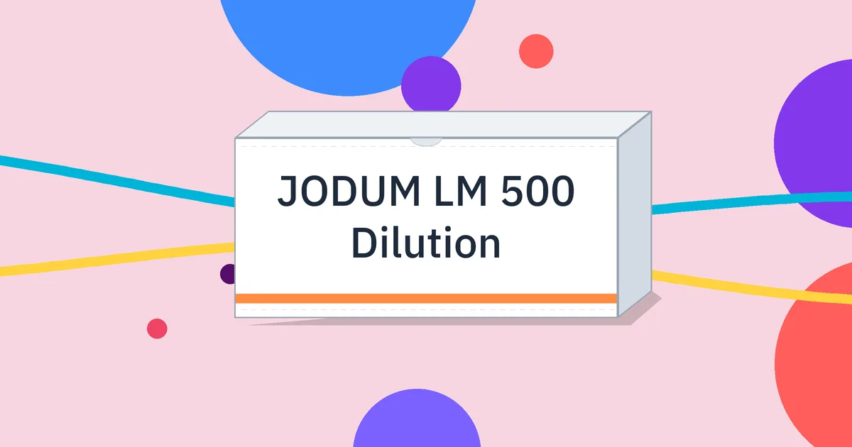 Symbolbild: Packung mit der Aufschrift JODUM LM 500 Dilution (PZN 13693648) – Verfügbarkeit und Bezug in Apotheken in Frankfurt am Main