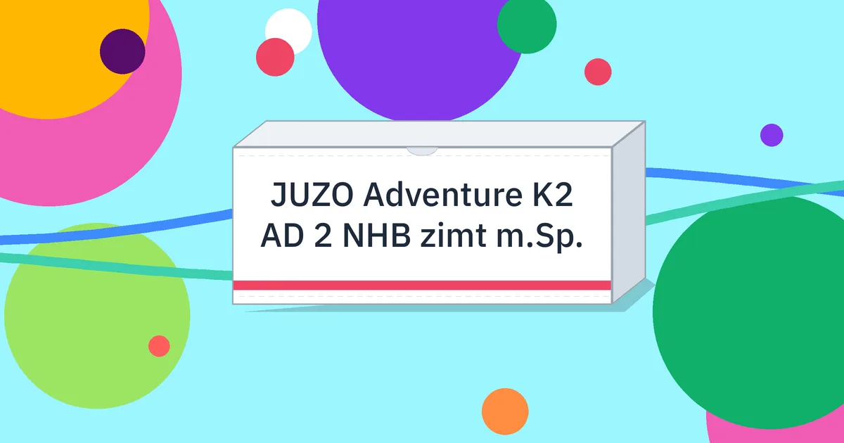 Symbolbild: Packung mit der Aufschrift JUZO Adventure K2 AD 2 NHB zimt m.Sp. (PZN 16494122) – Verfügbarkeit und Bezug in Apotheken in Frankfurt am Main