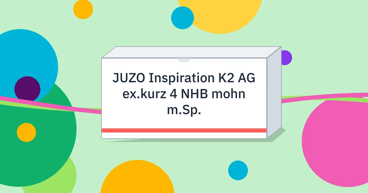 Symbolbild: Packung mit der Aufschrift JUZO Inspiration K2 AG ex.kurz 4 NHB mohn m.Sp. (PZN 14951673) – Verfügbarkeit und Bezug in Apotheken in Frankfurt am Main