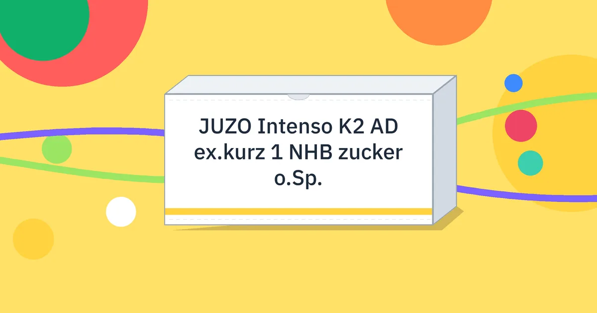 Symbolbild: Packung mit der Aufschrift JUZO Intenso K2 AD ex.kurz 1 NHB zucker o.Sp. (PZN 18621866) – Verfügbarkeit und Bezug in Apotheken in Frankfurt am Main