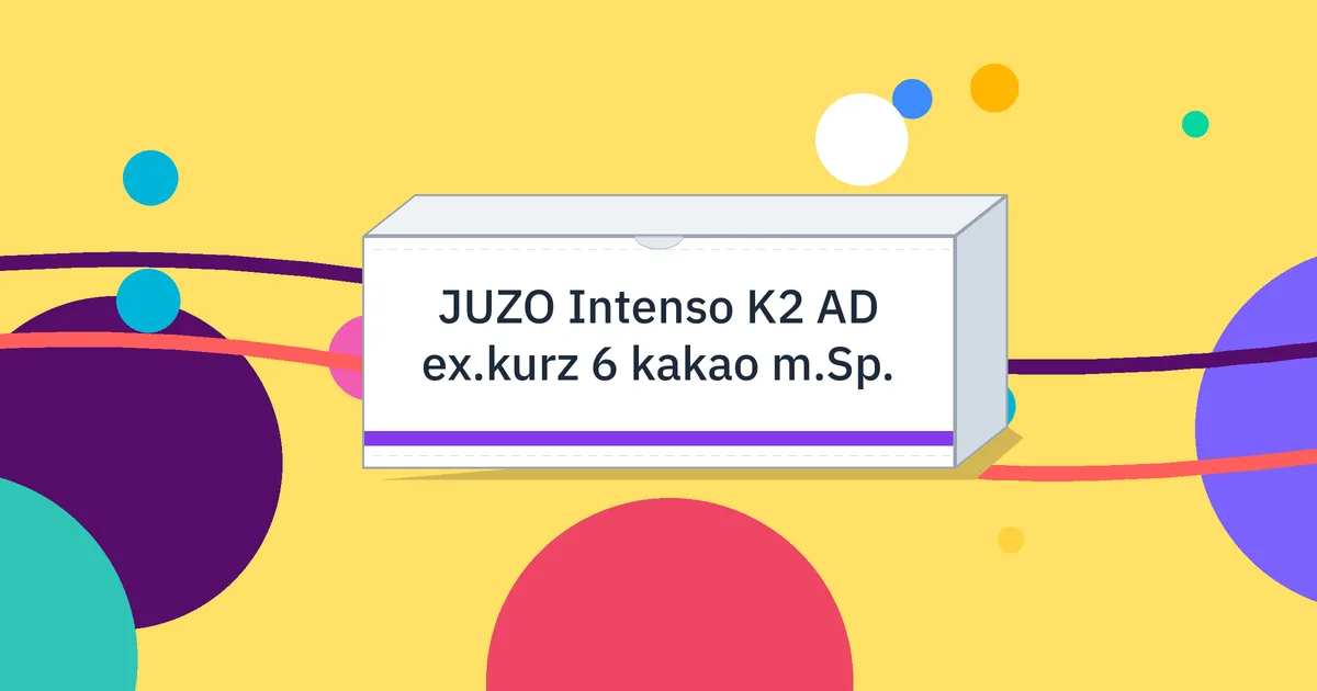 Symbolbild: Packung mit der Aufschrift JUZO Intenso K2 AD ex.kurz 6 kakao m.Sp. (PZN 18608386) – Verfügbarkeit und Bezug in Apotheken in Frankfurt am Main