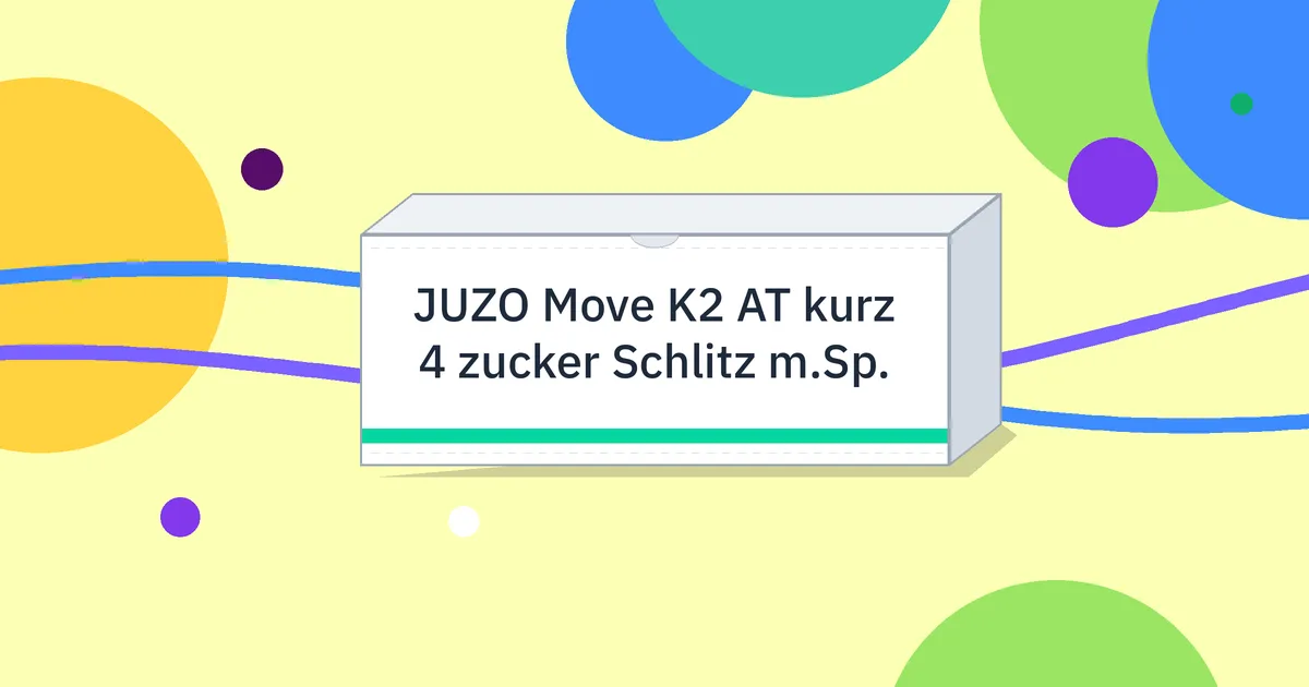 Symbolbild: Packung mit der Aufschrift JUZO Move K2 AT kurz 4 zucker Schlitz m.Sp. (PZN 20674640) – Verfügbarkeit und Bezug in Apotheken in Frankfurt am Main