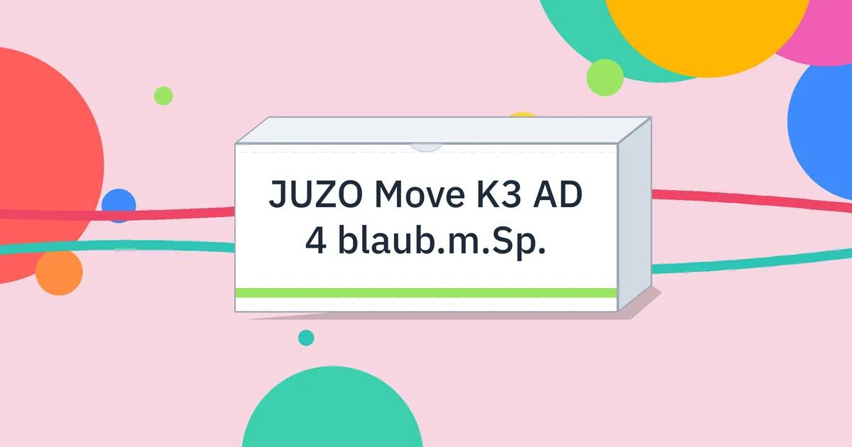 Symbolbild: Packung mit der Aufschrift JUZO Move K3 AD 4 blaub.m.Sp. (PZN 18570488) – Verfügbarkeit und Bezug in Apotheken in Frankfurt am Main