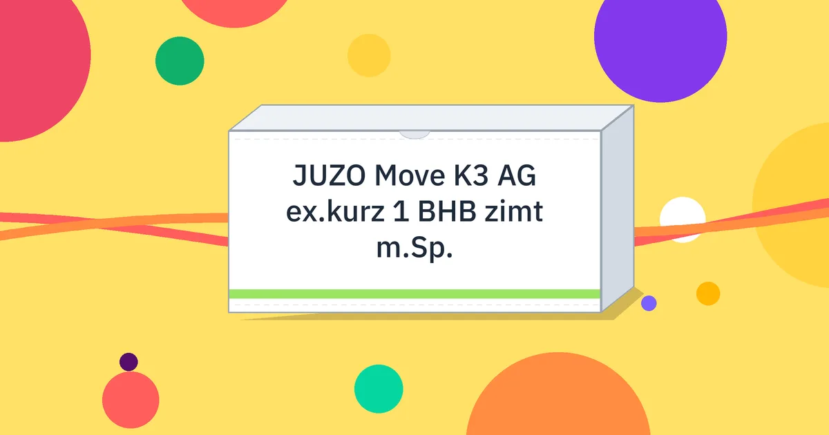 Symbolbild: Packung mit der Aufschrift JUZO Move K3 AG ex.kurz 1 BHB zimt m.Sp. (PZN 18583522) – Verfügbarkeit und Bezug in Apotheken in Frankfurt am Main