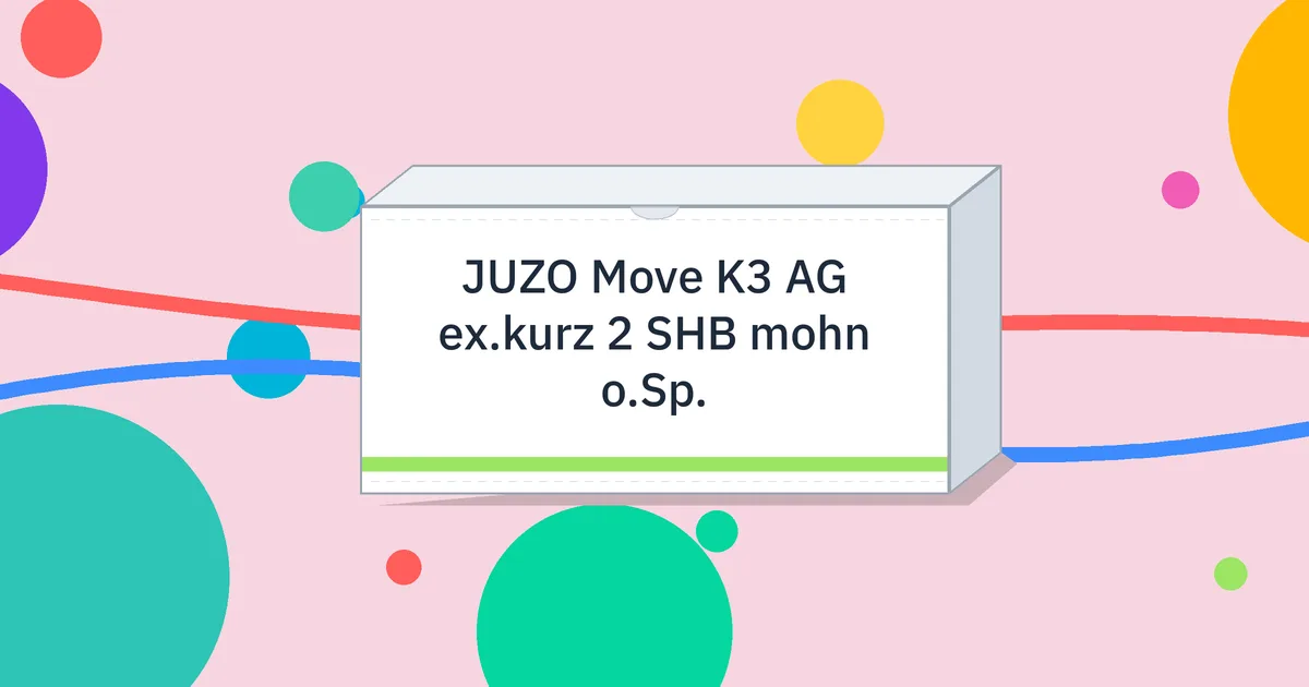 Symbolbild: Packung mit der Aufschrift JUZO Move K3 AG ex.kurz 2 SHB mohn o.Sp. (PZN 18597197) – Verfügbarkeit und Bezug in Apotheken in Frankfurt am Main