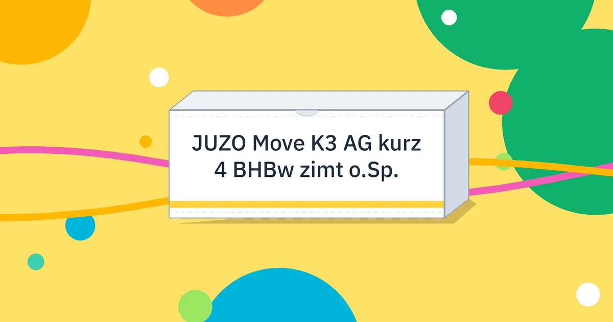 Symbolbild: Packung mit der Aufschrift JUZO Move K3 AG kurz 4 BHBw zimt o.Sp. (PZN 18581753) – Verfügbarkeit und Bezug in Apotheken in Frankfurt am Main