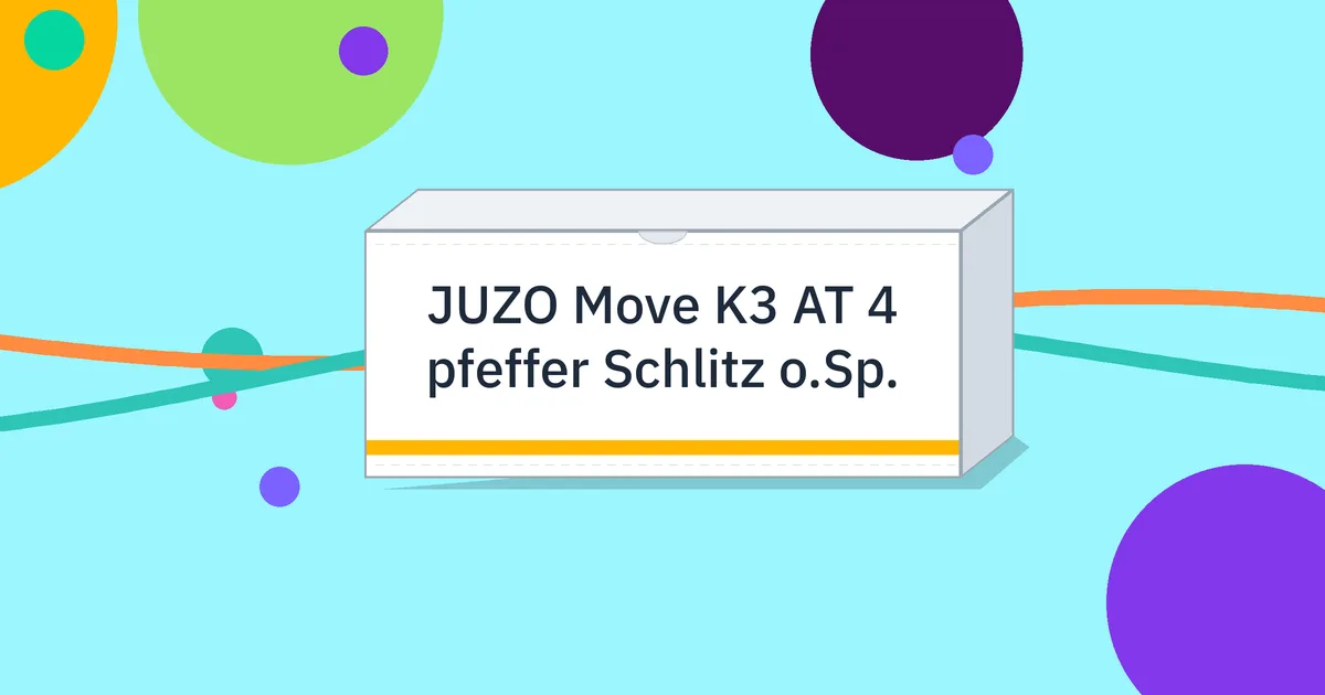 Symbolbild: Packung mit der Aufschrift JUZO Move K3 AT 4 pfeffer Schlitz o.Sp. (PZN 20679376) – Verfügbarkeit und Bezug in Apotheken in Frankfurt am Main