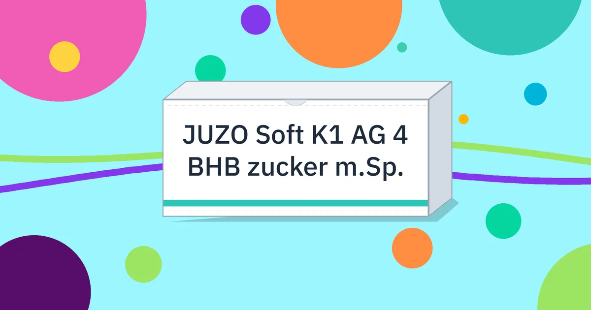 Symbolbild: Packung mit der Aufschrift JUZO Soft K1 AG 4 BHB zucker m.Sp. (PZN 14820623) – Verfügbarkeit und Bezug in Apotheken in Frankfurt am Main