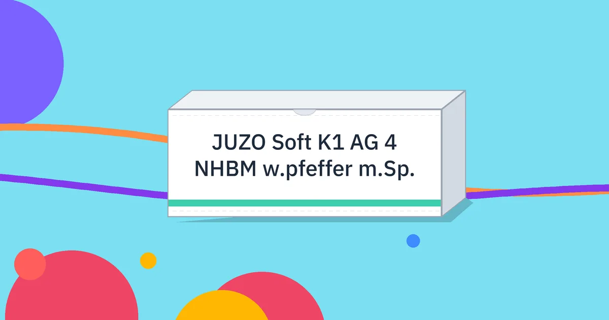 Symbolbild: Packung mit der Aufschrift JUZO Soft K1 AG 4 NHBM w.pfeffer m.Sp. (PZN 15015591) – Verfügbarkeit und Bezug in Apotheken in Frankfurt am Main
