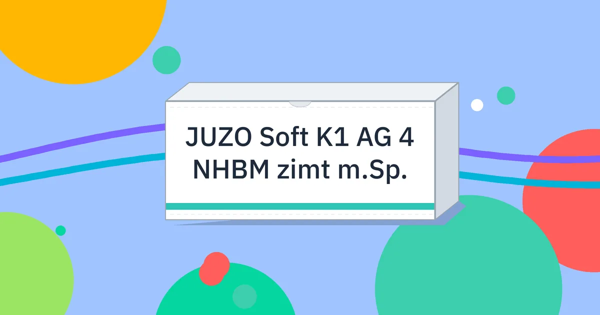 Symbolbild: Packung mit der Aufschrift JUZO Soft K1 AG 4 NHBM zimt m.Sp. (PZN 14999266) – Verfügbarkeit und Bezug in Apotheken in Frankfurt am Main