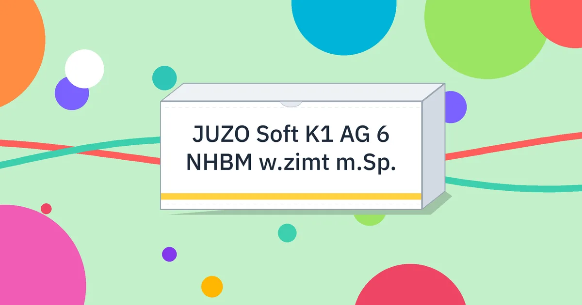 Symbolbild: Packung mit der Aufschrift JUZO Soft K1 AG 6 NHBM w.zimt m.Sp. (PZN 15015728) – Verfügbarkeit und Bezug in Apotheken in Frankfurt am Main